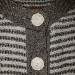 Moth | Sweaters | Moth Silver Ivory Striped Cropped Cardigan | Poshmark